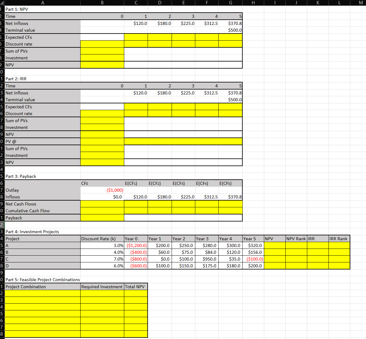 Solved HOW TO DO IN EXCEL. SHOW FORMULAS) ﻿(Question 1Part | Chegg.com