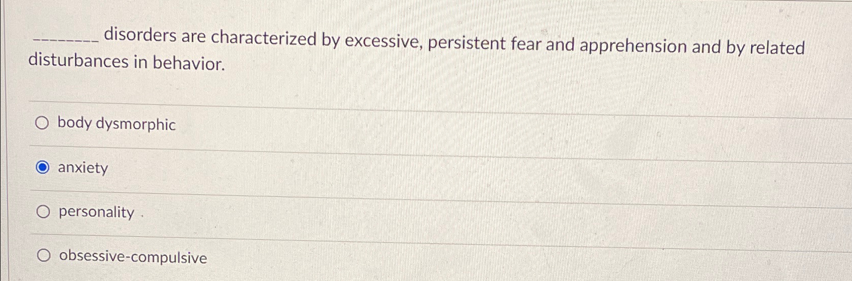 Solved disorders are characterized by excessive, persistent | Chegg.com