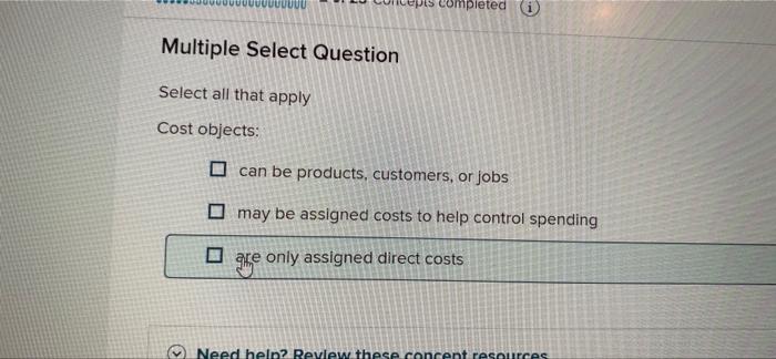 Solved Multiple Select Question Select all that apply Cost | Chegg.com