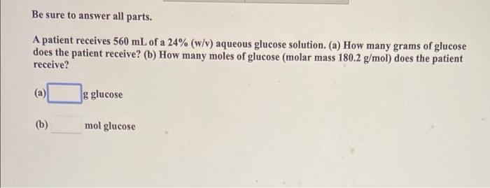 Solved Calculate the molarity of each aqueous solution with | Chegg.com