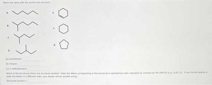Solved Match the name wath the correct line structure: A. b | Chegg.com