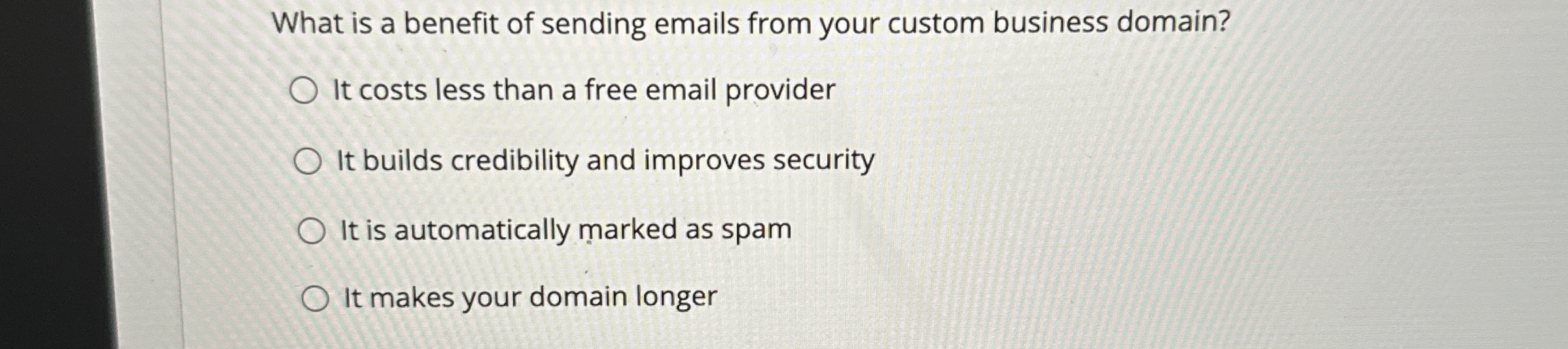 Solved What is a benefit of sending emails from your custom | Chegg.com