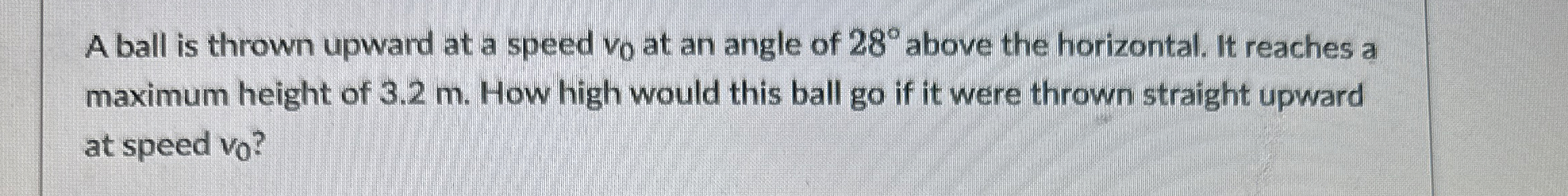 Solved A ball is thrown upward at a speed v0 ﻿at an angle of | Chegg.com