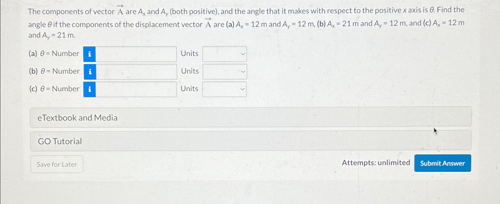 Solved The components of vector vec(A) ﻿are Ax ﻿and Ay (both | Chegg.com