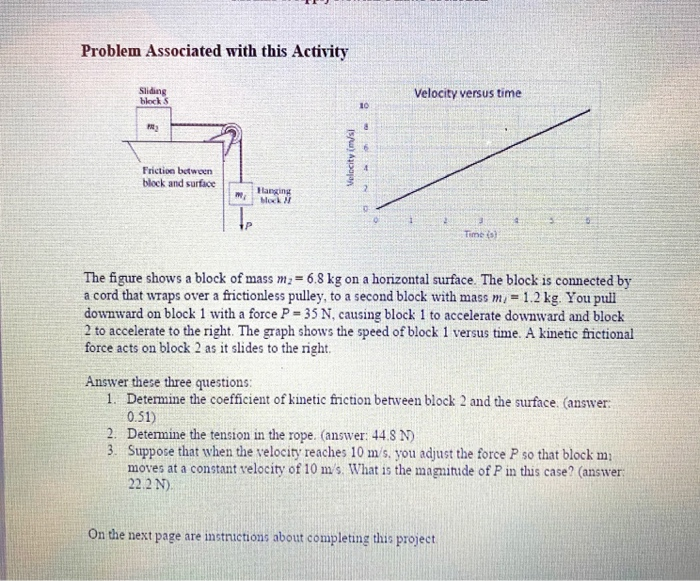 Solved Problem Associated with this Activity Sliding blocks | Chegg.com