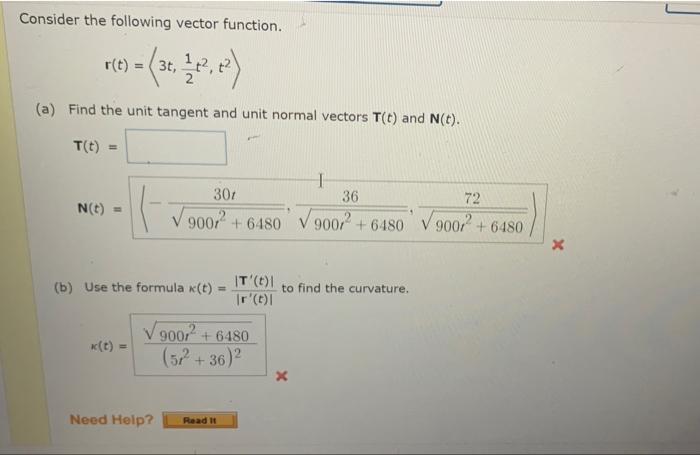 Solved Consider the following vector function. r(t) = (3t, | Chegg.com