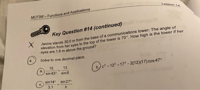 Solved LOSson 14 MCF3M - Functions and Applications Key | Chegg.com