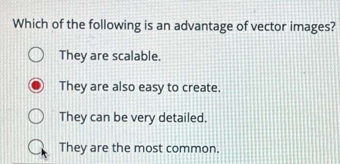 Solved Which of the following is an advantage of vector | Chegg.com
