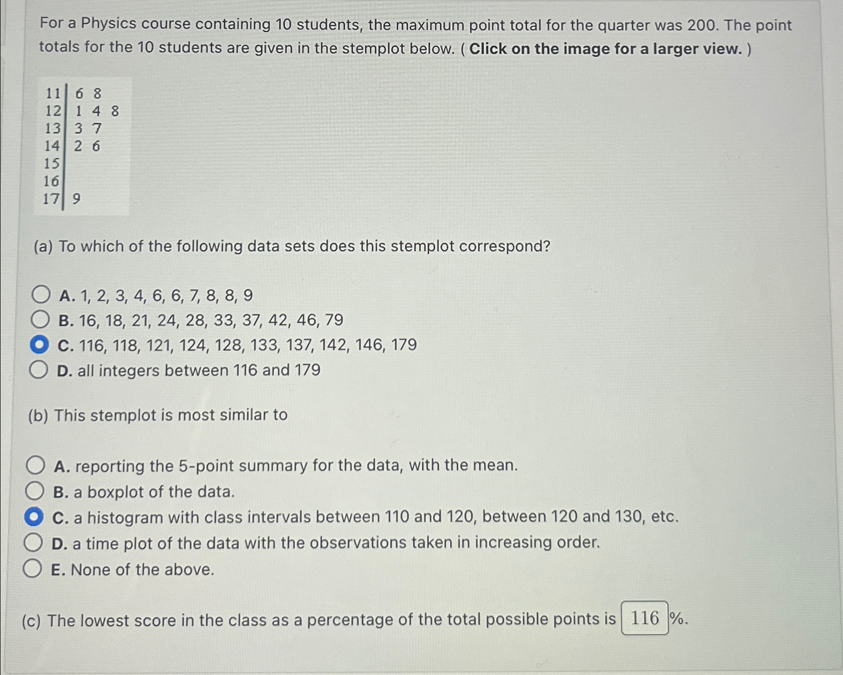 Solved For a Physics course containing 10 ﻿students, the | Chegg.com