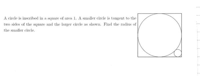 Solved A circle is inscribed in a square of area 1. A | Chegg.com