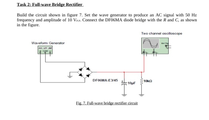 Task 2: Full-wave Bridge Rectifier Build the circuit | Chegg.com
