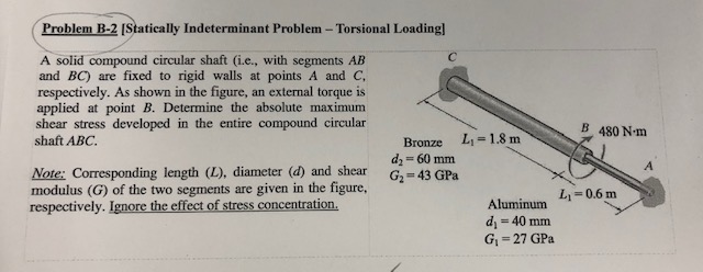 Solved Problem B-2 [Statically Indeterminant Problem - | Chegg.com Solved Problem B-2 [Statically Indeterminant Problem - | Chegg.com