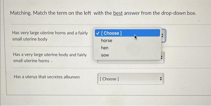 Solved Matching. Match the term on the left with the best | Chegg.com
