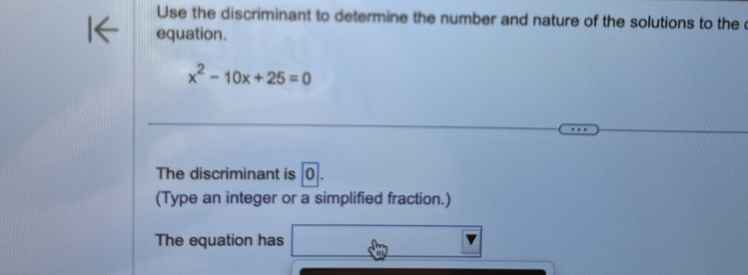 Solved Use the discriminant to determine the number and | Chegg.com