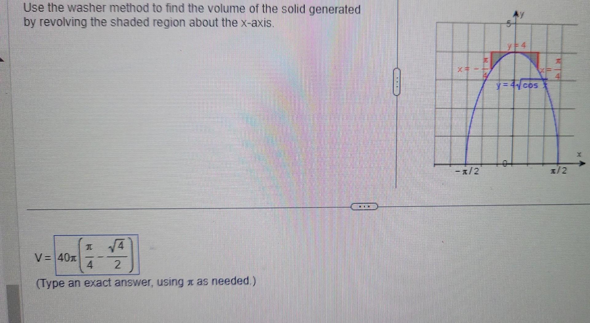 Solved Use the washer method to find the volume of the solid | Chegg.com