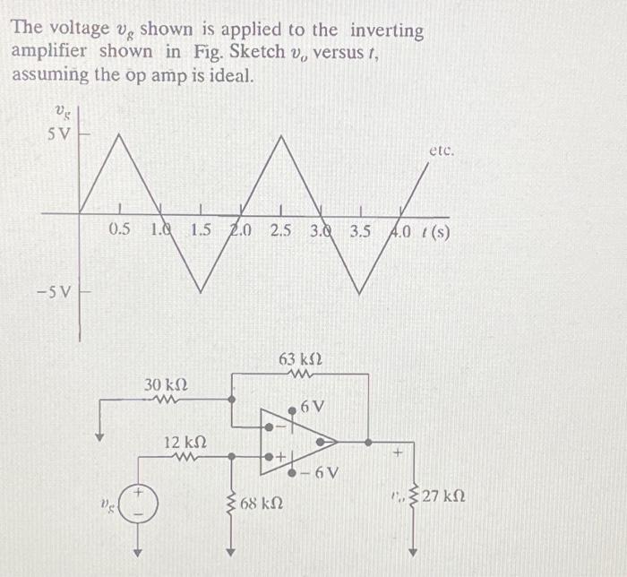 Solved The voltage v shown is applied to the inverting | Chegg.com