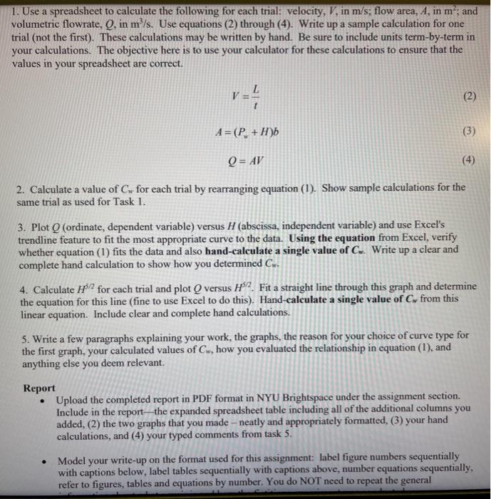 Solved Part II. Curve Fitting A triangular sharp-crested | Chegg.com