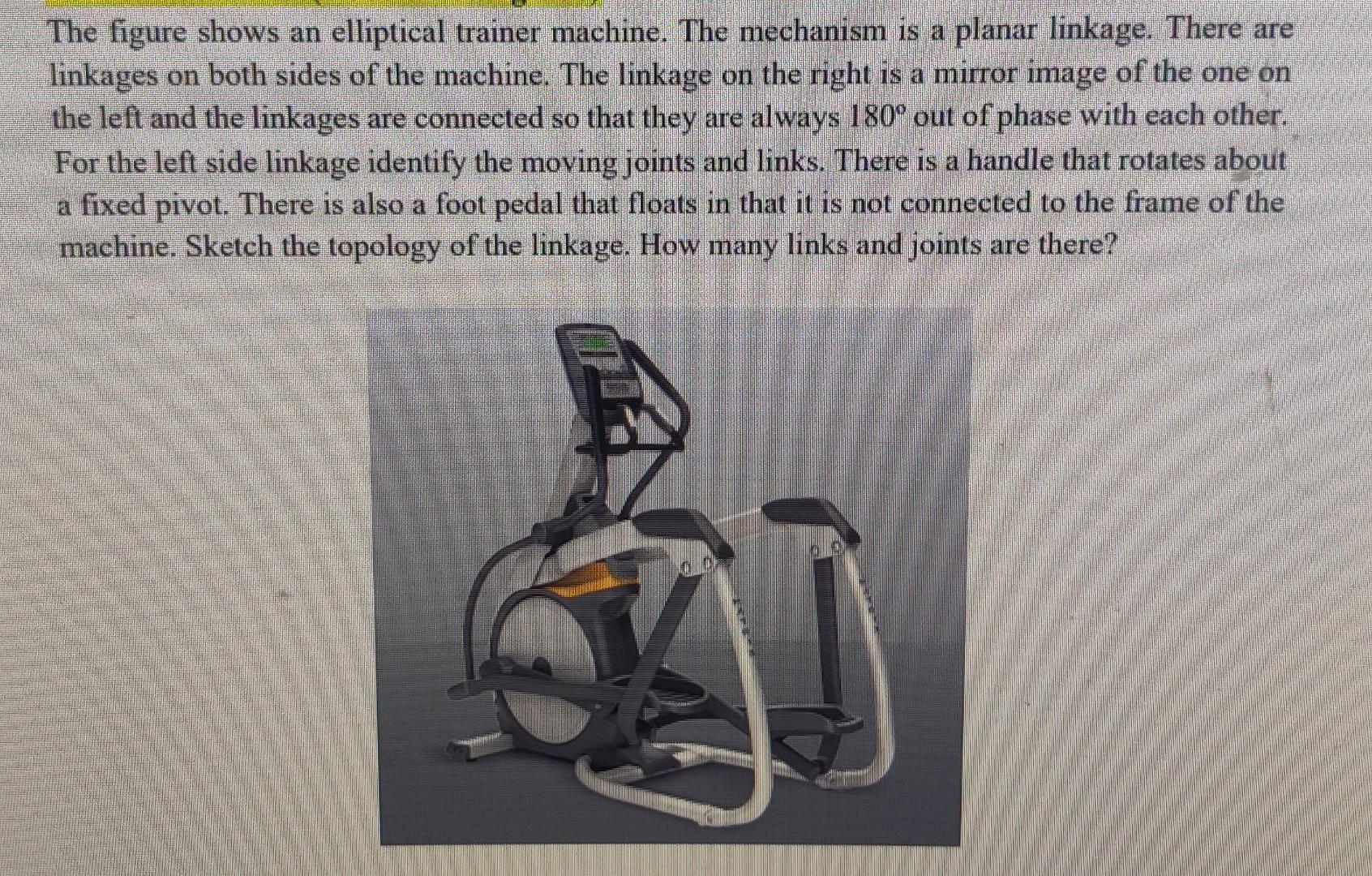 Solved The figure shows an elliptical trainer machine. The | Chegg.com