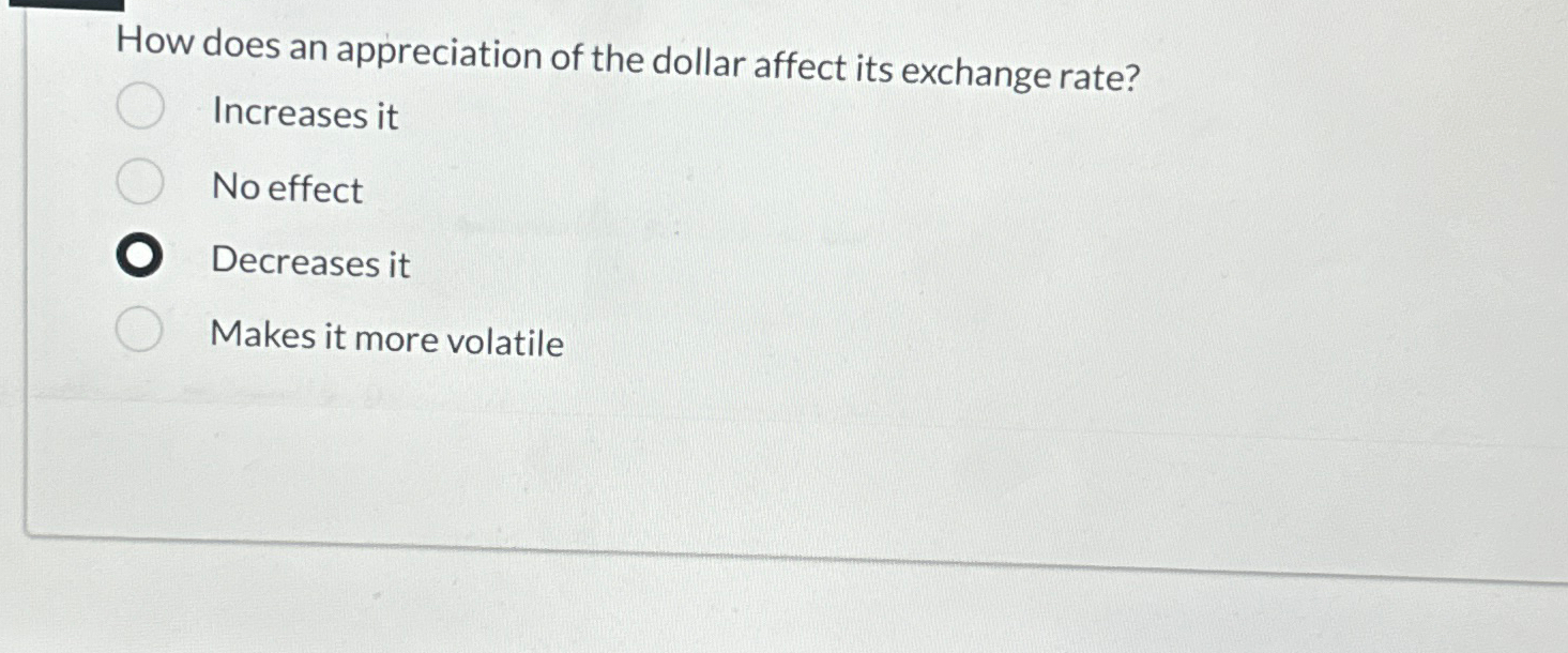 Solved How does an appreciation of the dollar affect its | Chegg.com