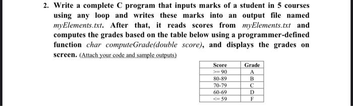 Solved 2. Write a complete C program that inputs marks of a | Chegg.com