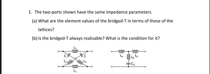 Solved 1. The two-ports shown have the same impedance | Chegg.com