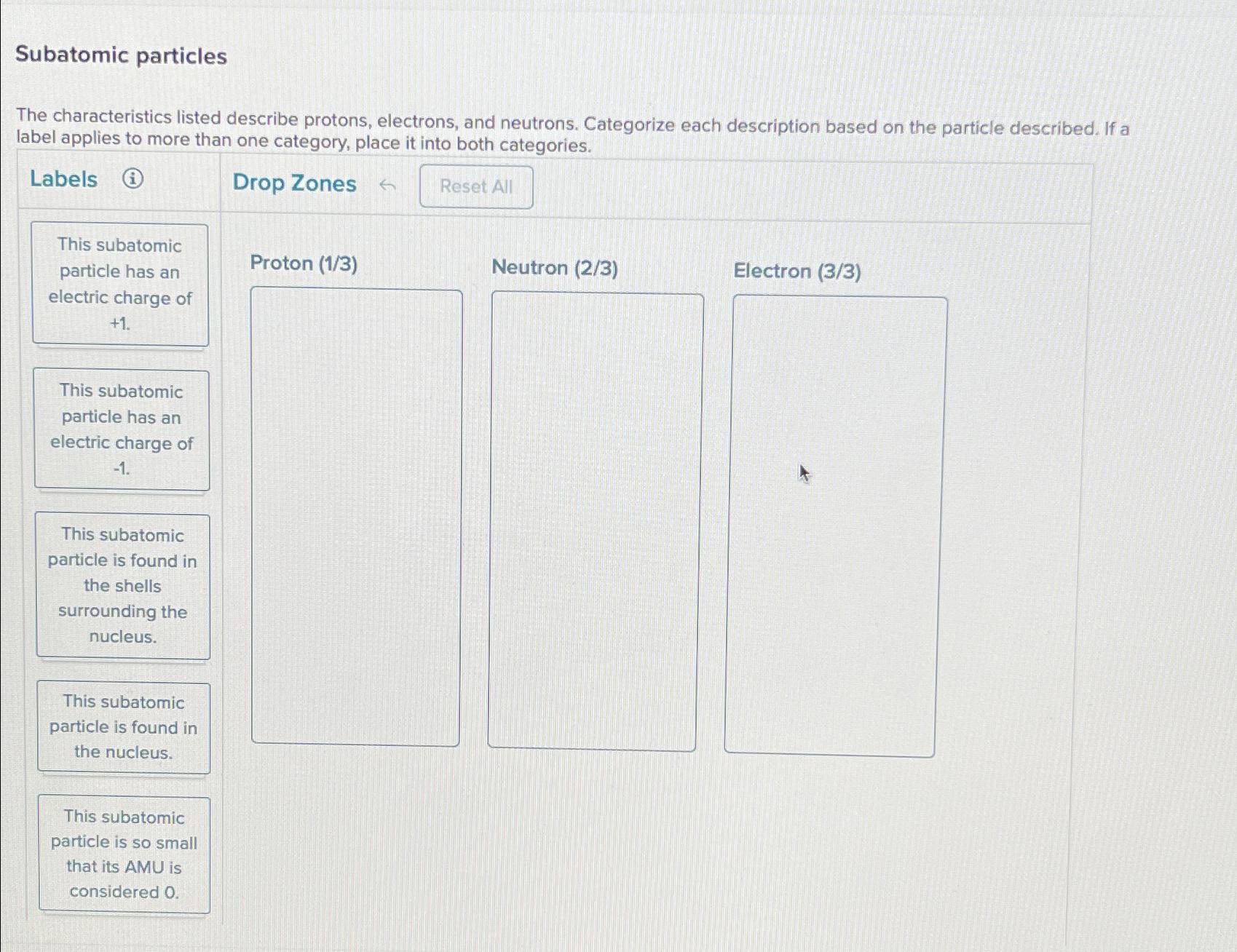 Solved Subatomic particlesThe characteristics listed | Chegg.com