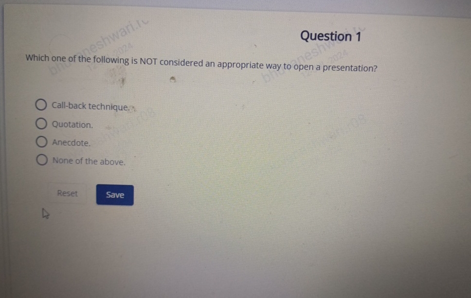 Solved Question 1Which one of the following is NOT | Chegg.com