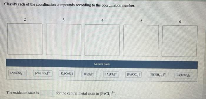 Solved Classify each of the coordination compounds according | Chegg.com
