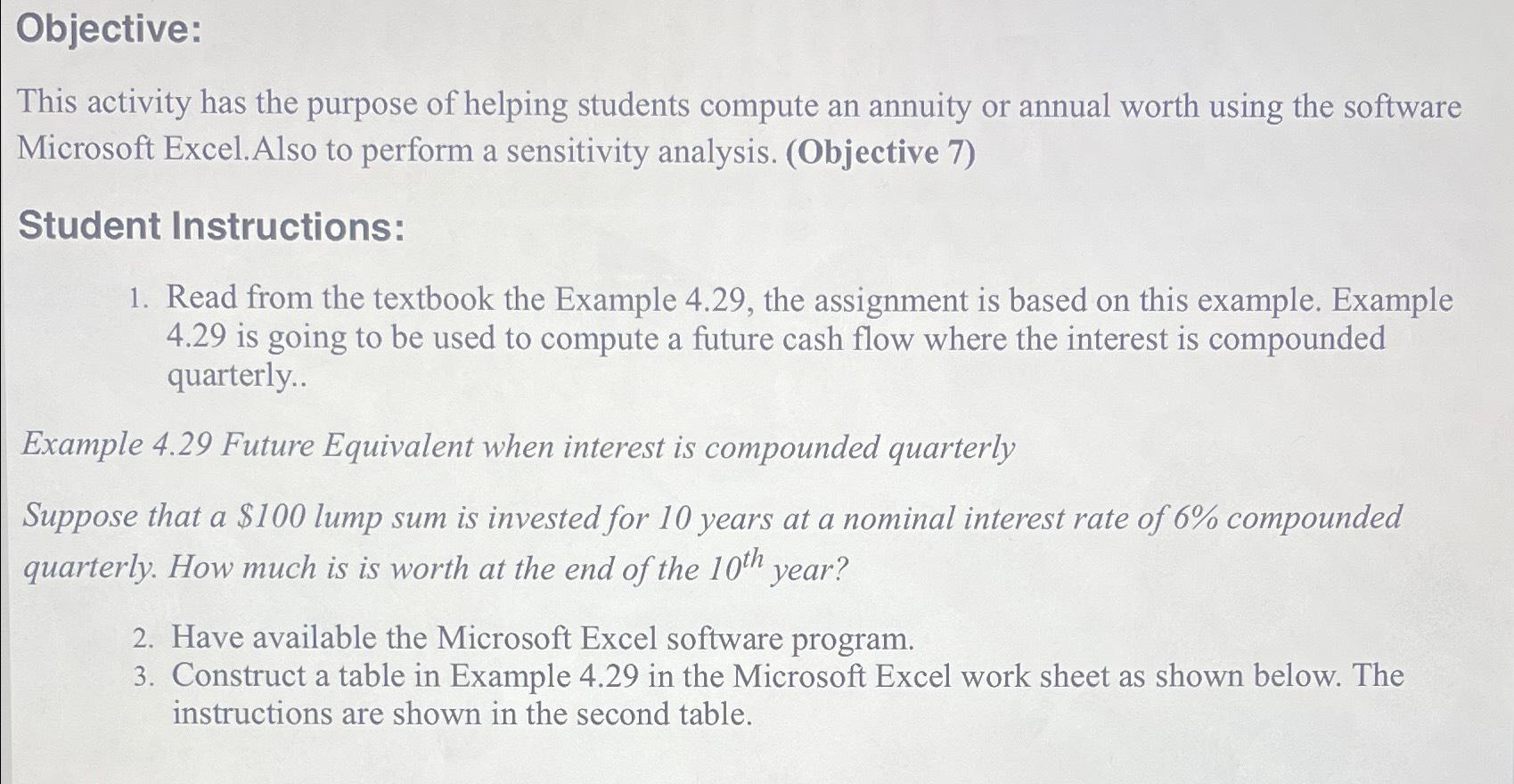 Solved Objective:This activity has the purpose of helping | Chegg.com