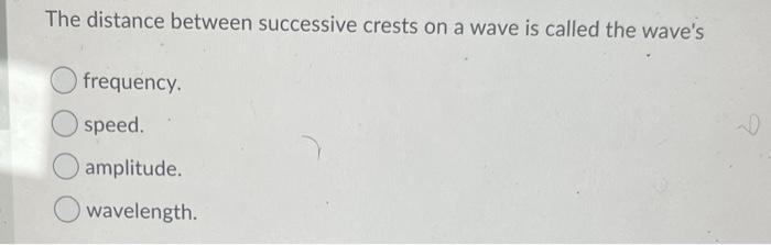 Solved The distance between successive crests on a wave is | Chegg.com