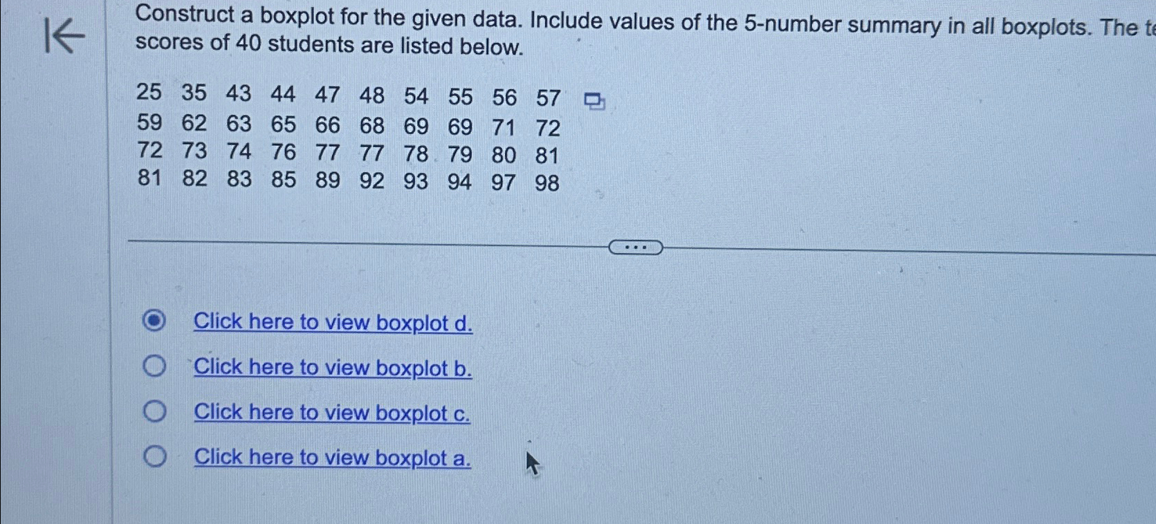 Solved Construct A Boxplot For The Given Data Include