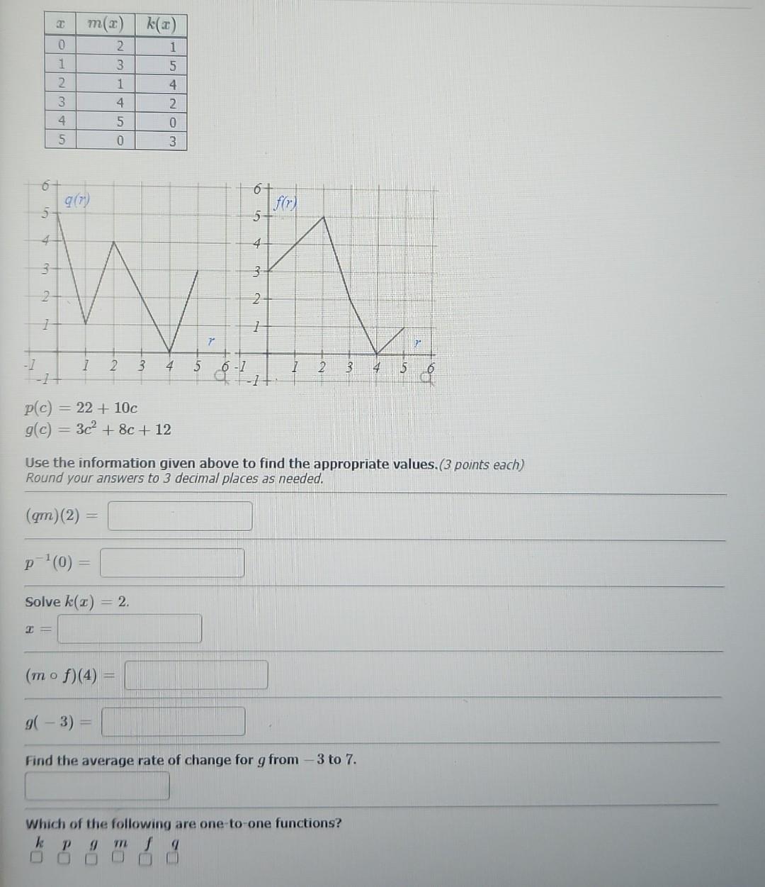 Solved p(c)=22+10cg(c)=3c2+8c+12 Use the information given | Chegg.com
