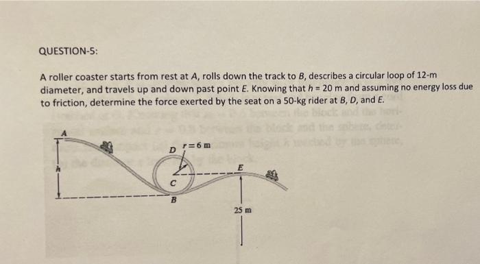 Solved QUESTION-5: A roller coaster starts from rest at A, | Chegg.com