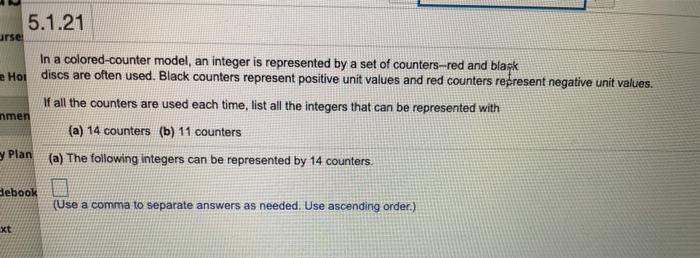 Solved 5.1.21 urse In a colored-counter model, an integer is | Chegg.com