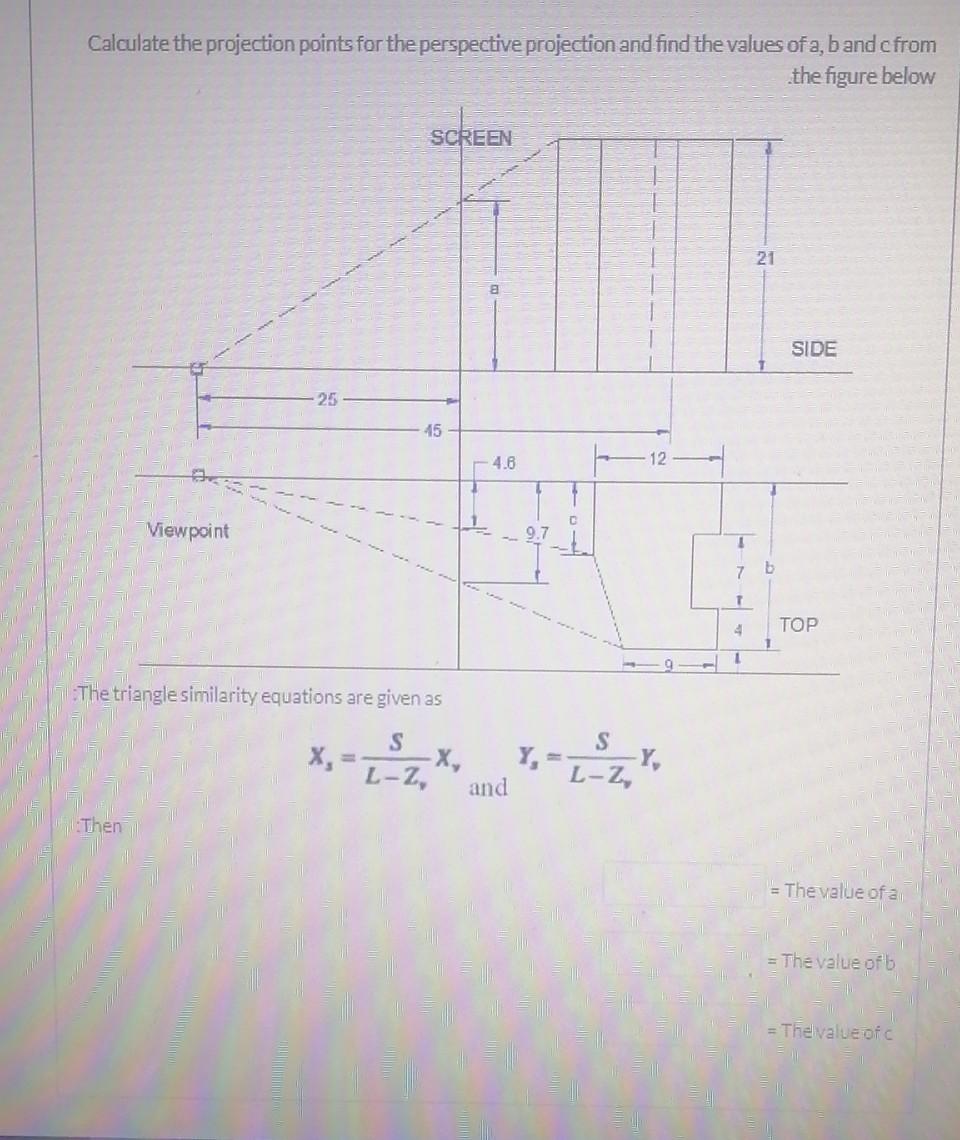 Solved Calculate the projection points for the perspective | Chegg.com