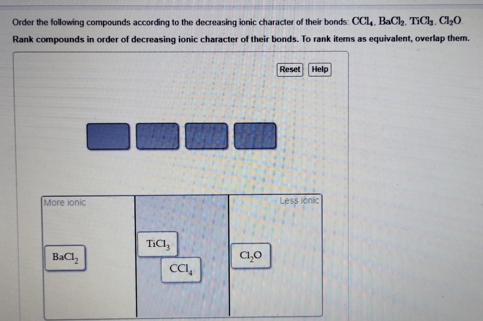 Solved Order the following compounds according to the | Chegg.com