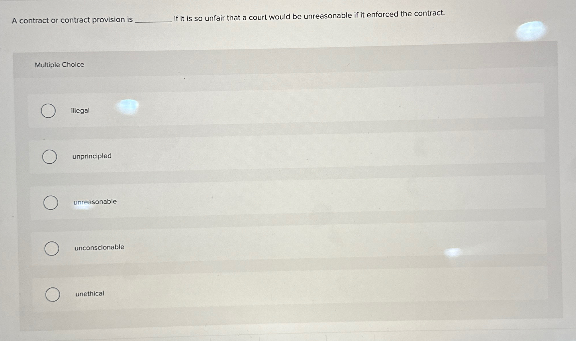 Solved A contract or contract provision is if it is so | Chegg.com