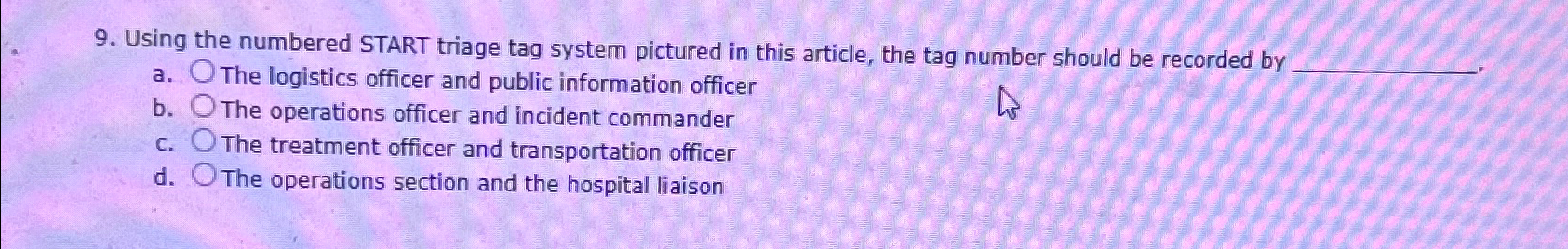 Solved Using the numbered START triage tag system pictured | Chegg.com