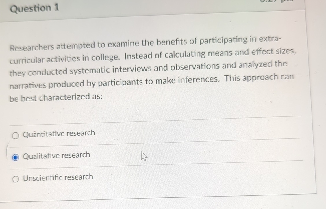 Solved Question 1Researchers attempted to examine the | Chegg.com
