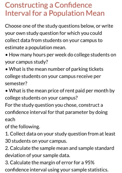 Solved Constructing a Confidence Interval for a Population | Chegg.com