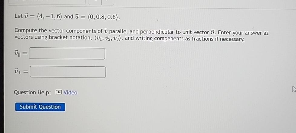 Solved Let vec(v)=(:4,-1,6:) ﻿and | Chegg.com