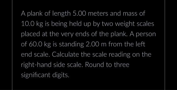 Solved A plank of length 5.00 meters and mass of 10.0 kg is | Chegg.com