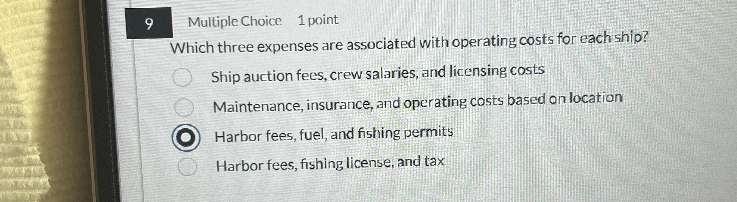 9Multiple Choice1 ﻿pointWhich three expenses are | Chegg.com