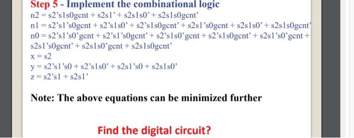 Solved Step 5 - Implement the combinational logic n0 = | Chegg.com