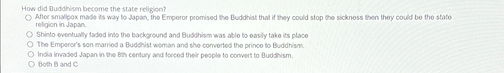 Solved How did Buddhism become the state religion?After | Chegg.com