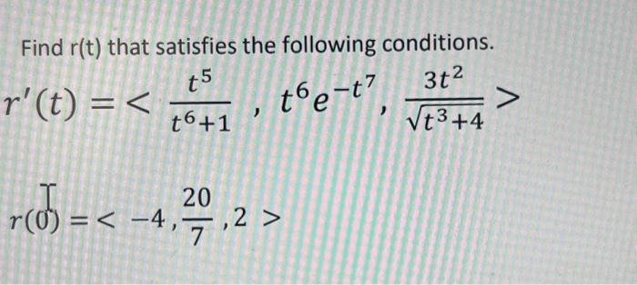 Solved Find r(t) that satisfies the following conditions. | Chegg.com