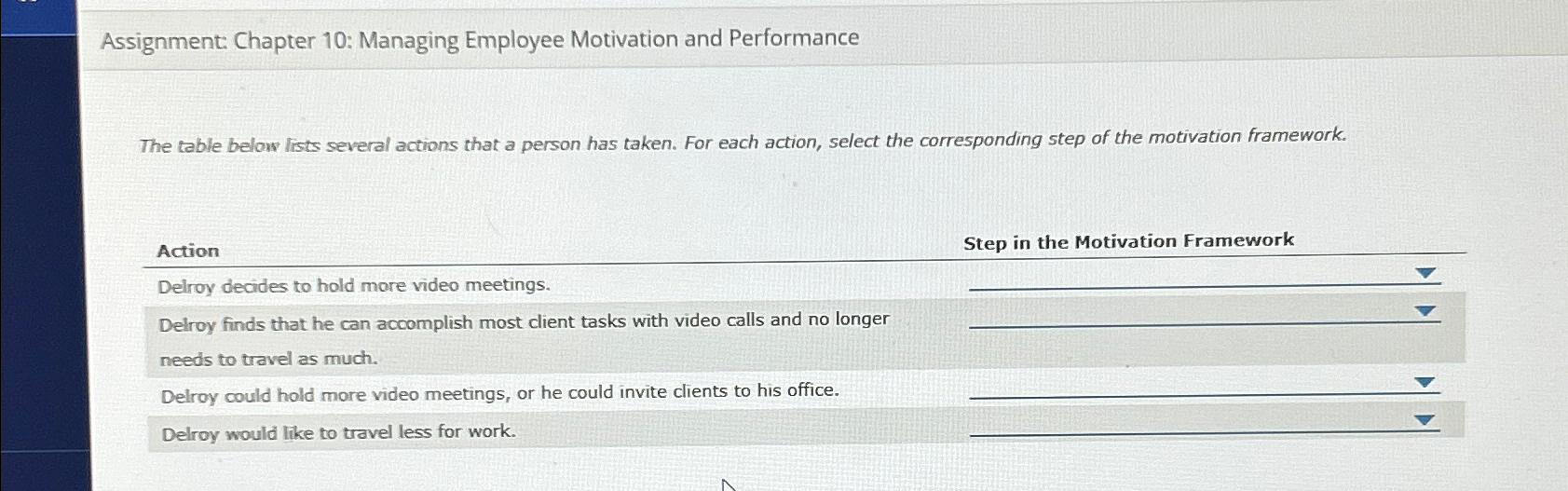 Solved Assignment: Chapter 10: Managing Employee Motivation | Chegg.com