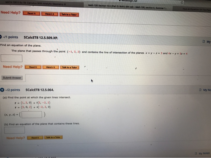 Solved assign.net MATH 126 E Su 19: Calculus With Analytic | Chegg.com