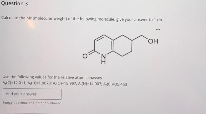 Solved Calculate the Mr (molecular weight) of the following | Chegg.com