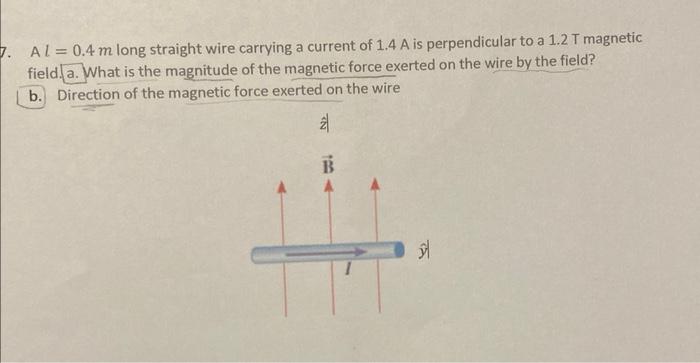 Solved Al=0.4 m long straight wire carrying a current of 1.4 | Chegg.com